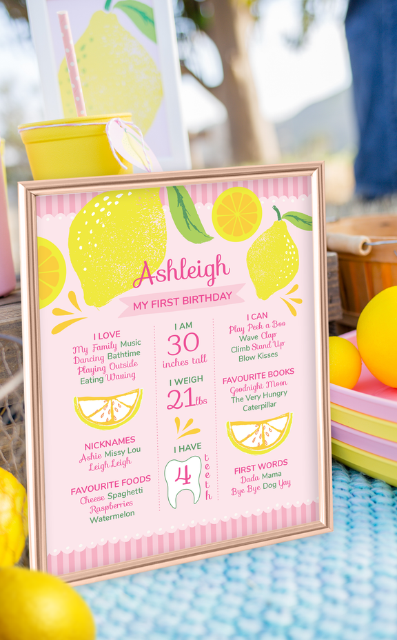 Lemon Birthday Milestone Poster – ARRA Creative