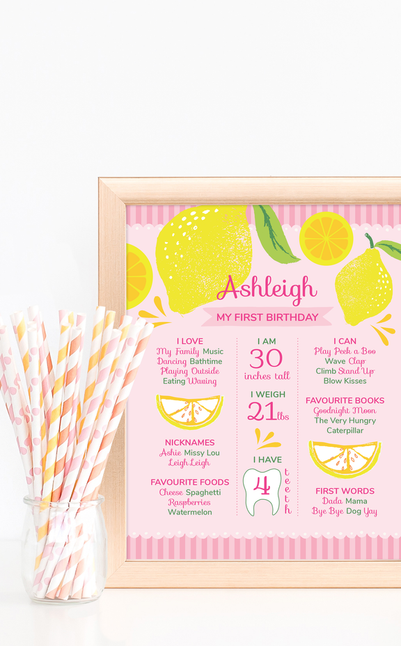 Lemon Birthday Milestone Poster – ARRA Creative