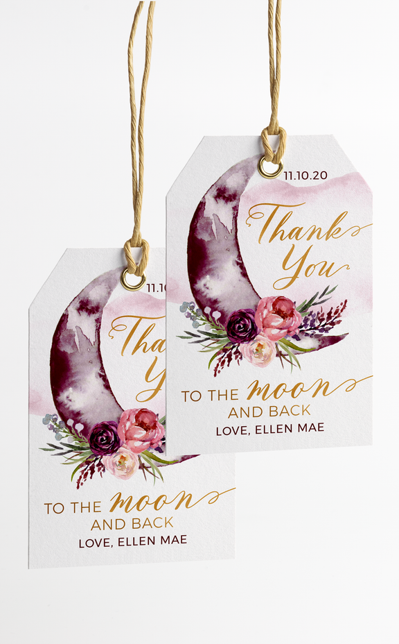 Over the Moon Party Favour Gift Tags | Boho Baby Shower Decorations ...
