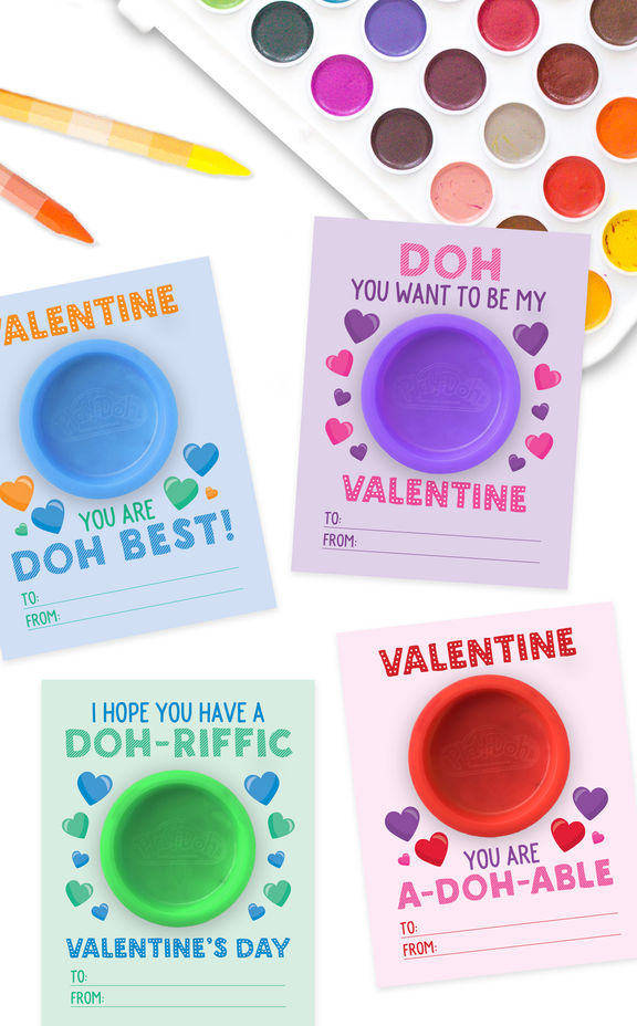 Printable Play Doh Classroom Valentine Cards for Kids – ARRA Creative