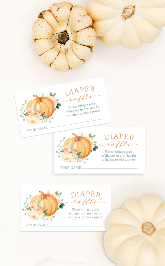 Little Pumpkin Baby Shower Ideas | Printable Diaper Raffle Tickets ...