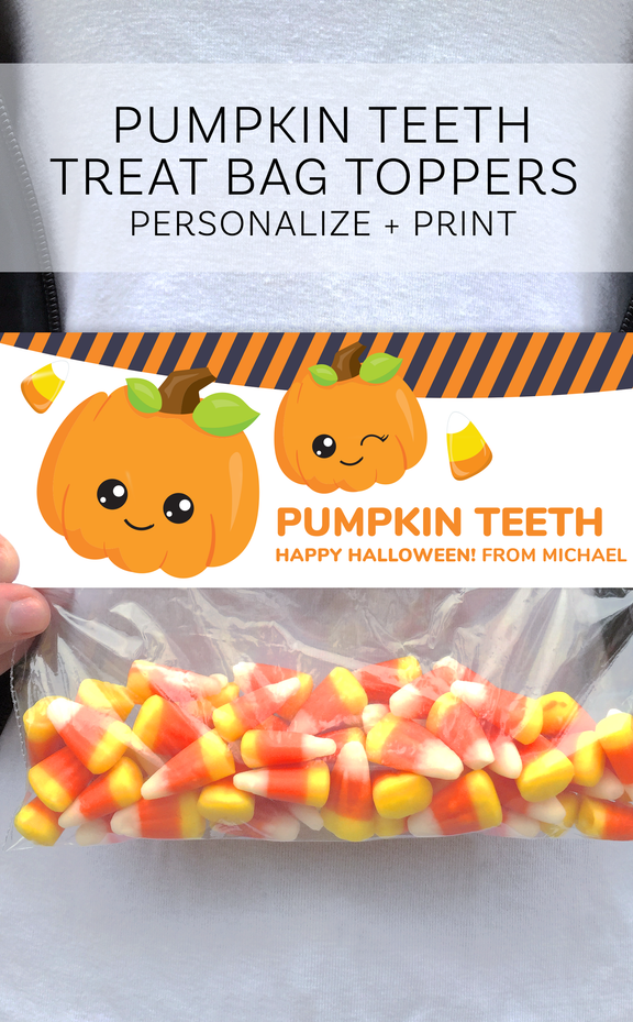 Halloween Pumpkin Teeth Treat Bag Topper | Kids Halloween Treats – ARRA ...