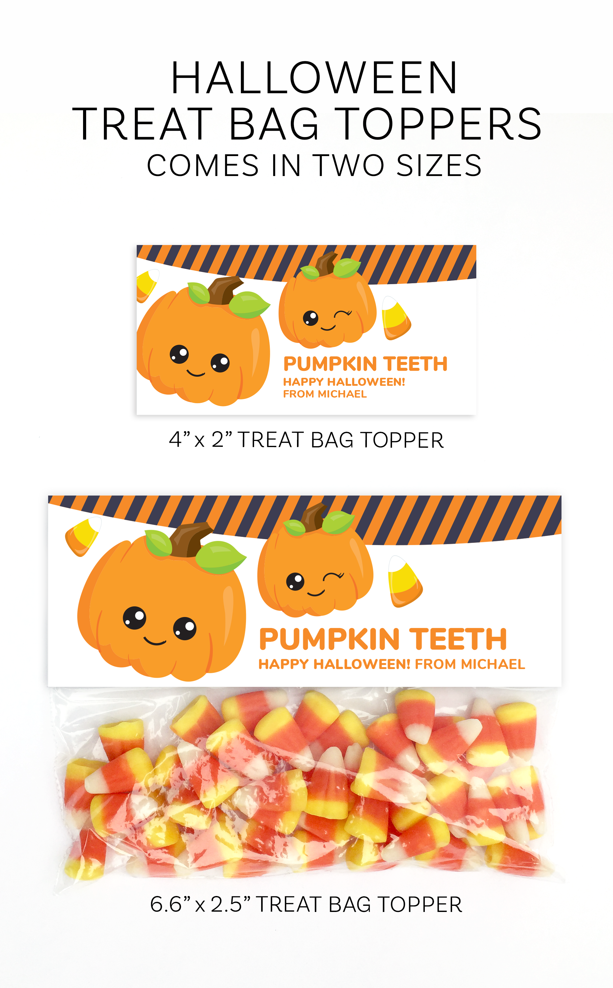 Halloween Pumpkin Teeth Treat Bag Topper | Kids Halloween Treats – ARRA ...
