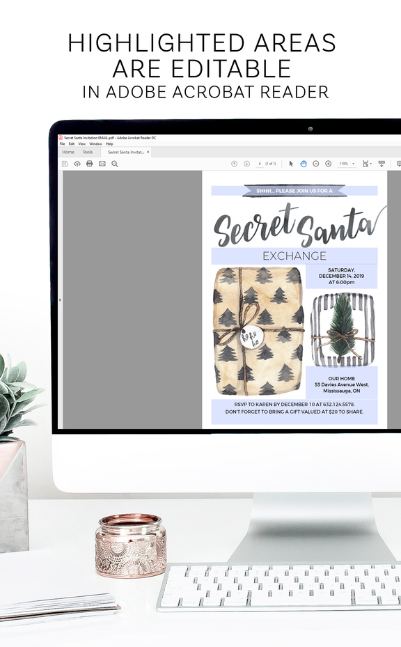 Printable Secret Santa Gift Exchange Invitation Template – ARRA Creative