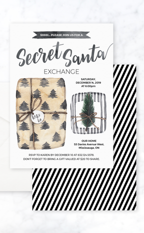 Printable Secret Santa Gift Exchange Invitation Template – ARRA Creative