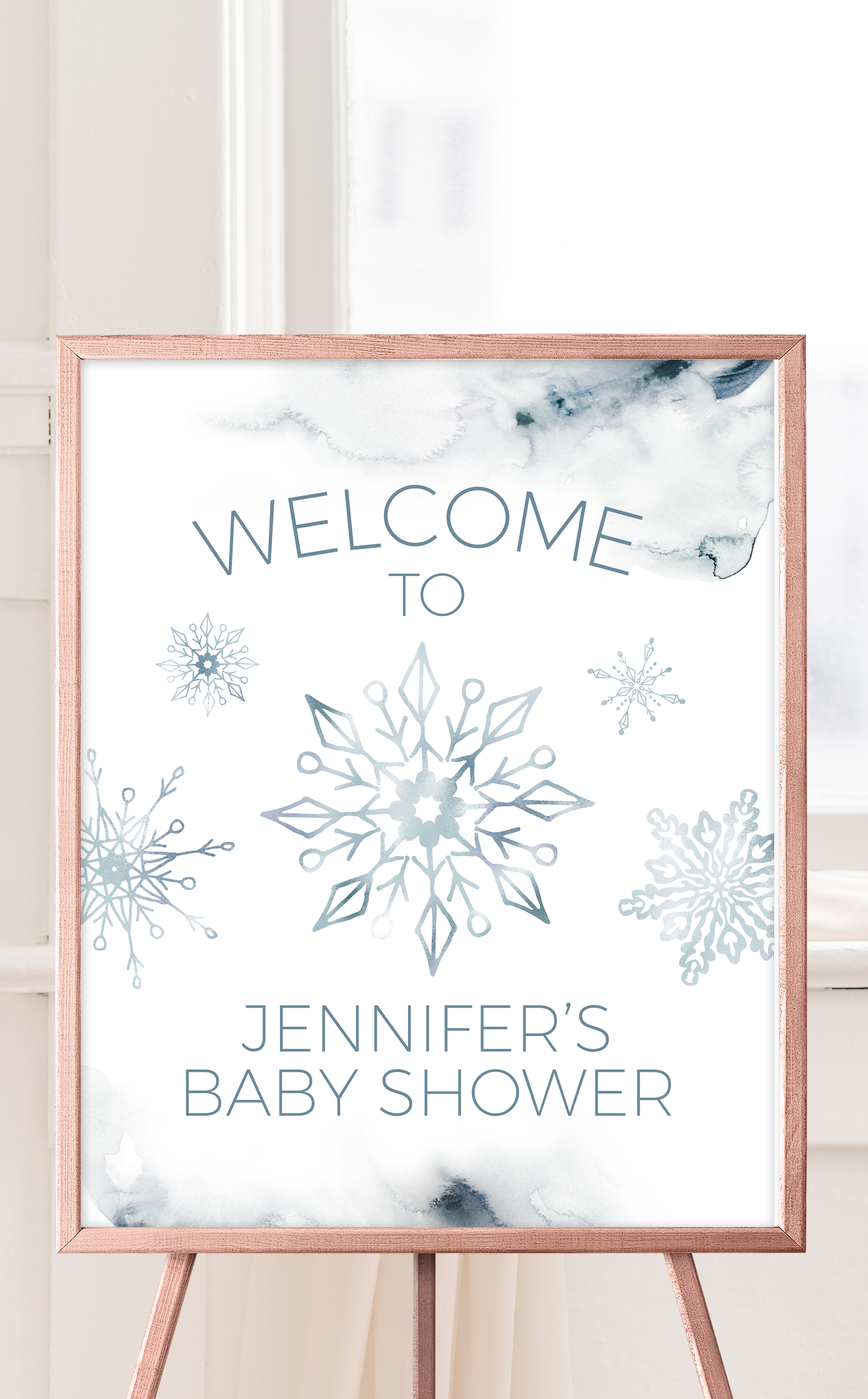 Winter Snowflake Baby Shower Decorations | Printable Welcome Sign ...