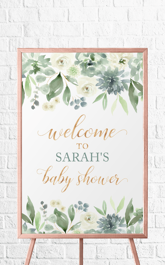 Succulent Baby Shower Welcome Sign | Gender Neutral Shower Decorations ...
