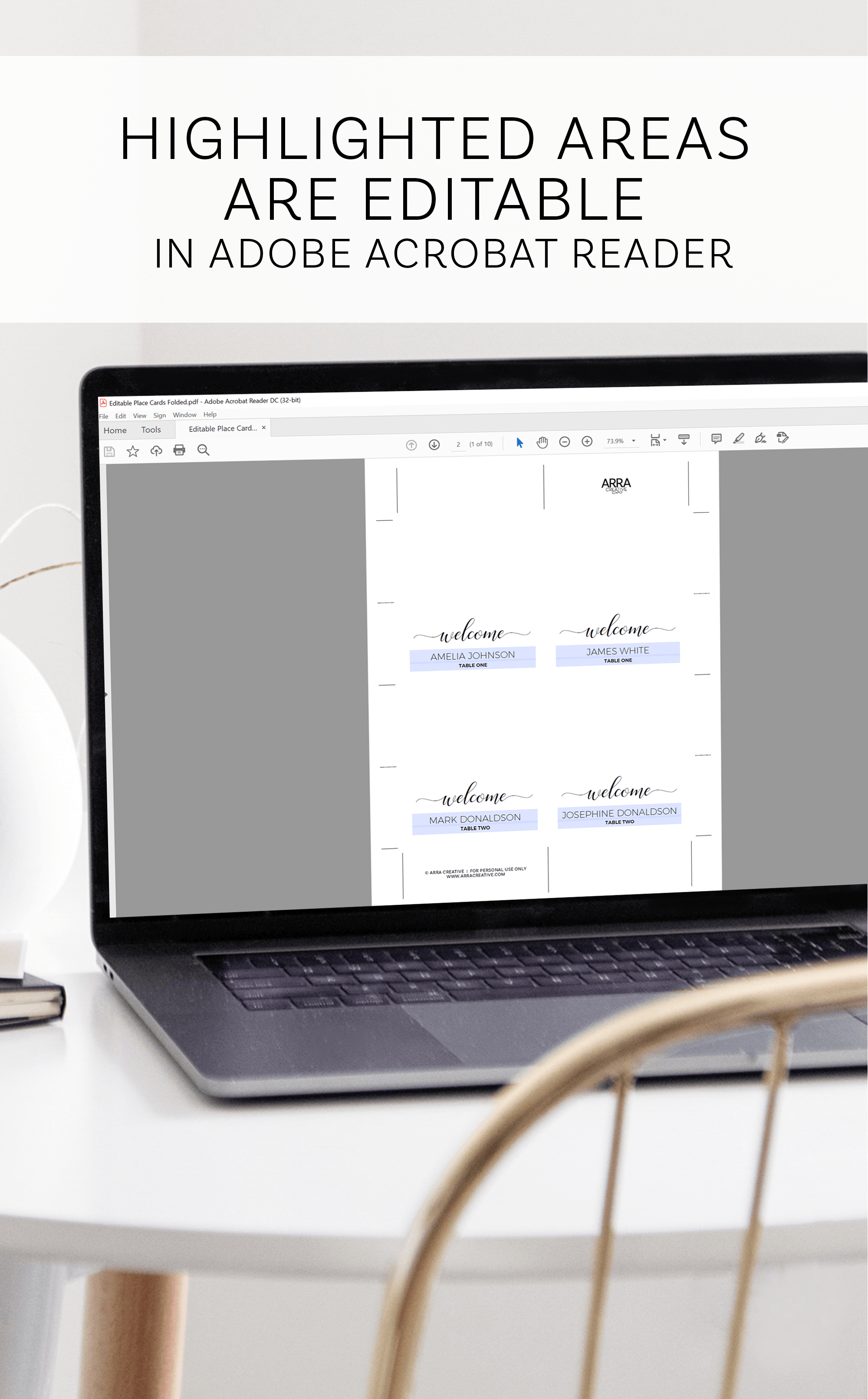 Wedding Place Cards Template | Printable Wedding Seating Cards – ARRA ...